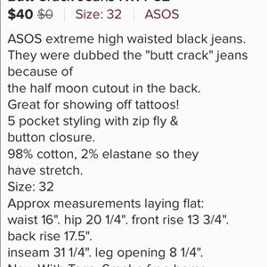 ASOS | Jeans | Asos High Waisted Plumbers Butt Crack Jeans Nwt 32 ...